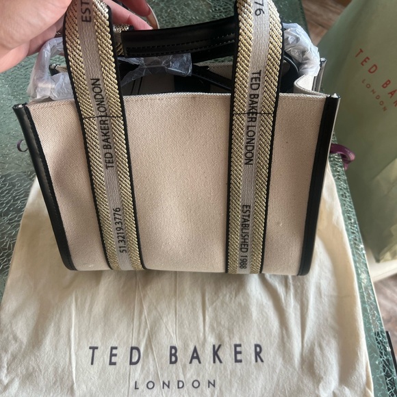 Ted Baker | Bags | Ted Baker Black And Cream Tote Bag | Poshmark